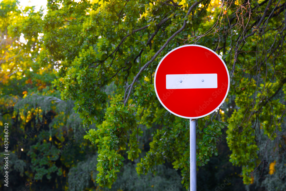Stock-Foto „No entry sign for all types of vehicles. Red no way sign ...