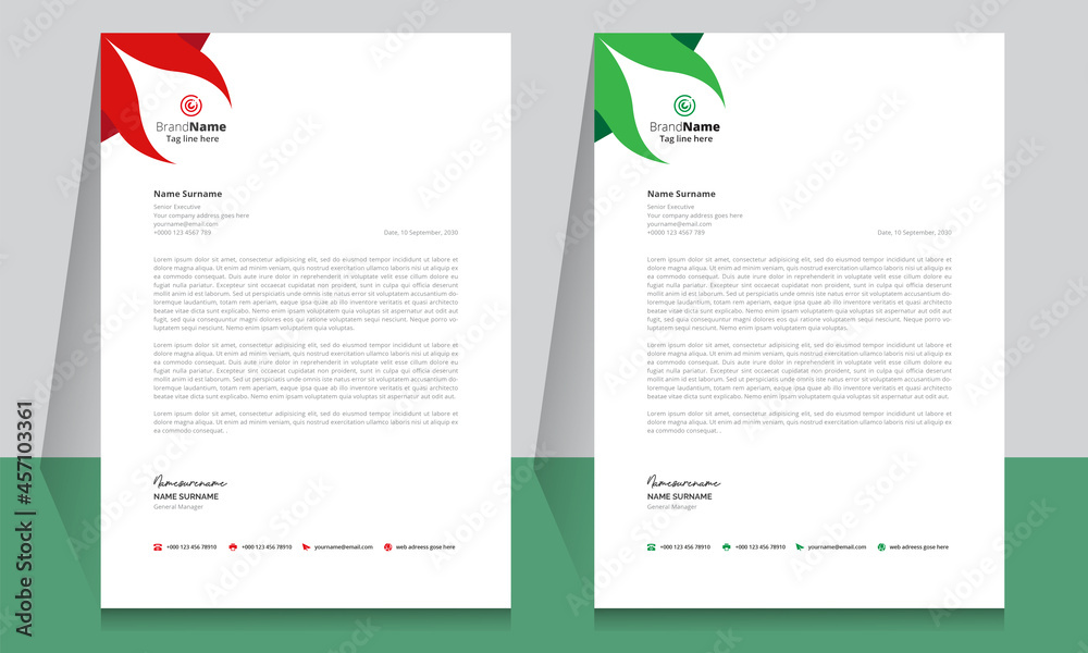 Letterhead format template, business style letterhead design template ...