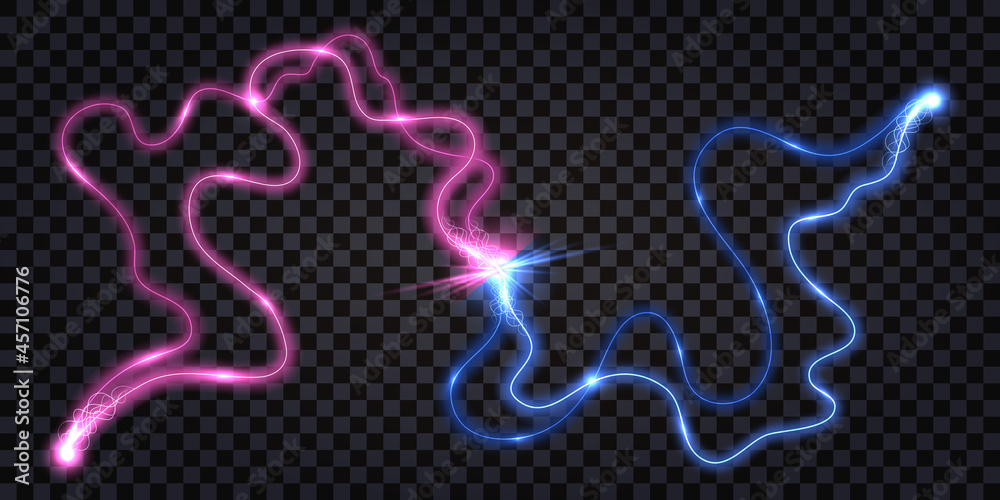 Electric discharge wave swirl, clash shock effect, blue vs pink ...