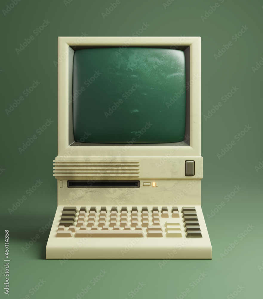A classic desktop computer from the 1980s, with slightly yellowing ...