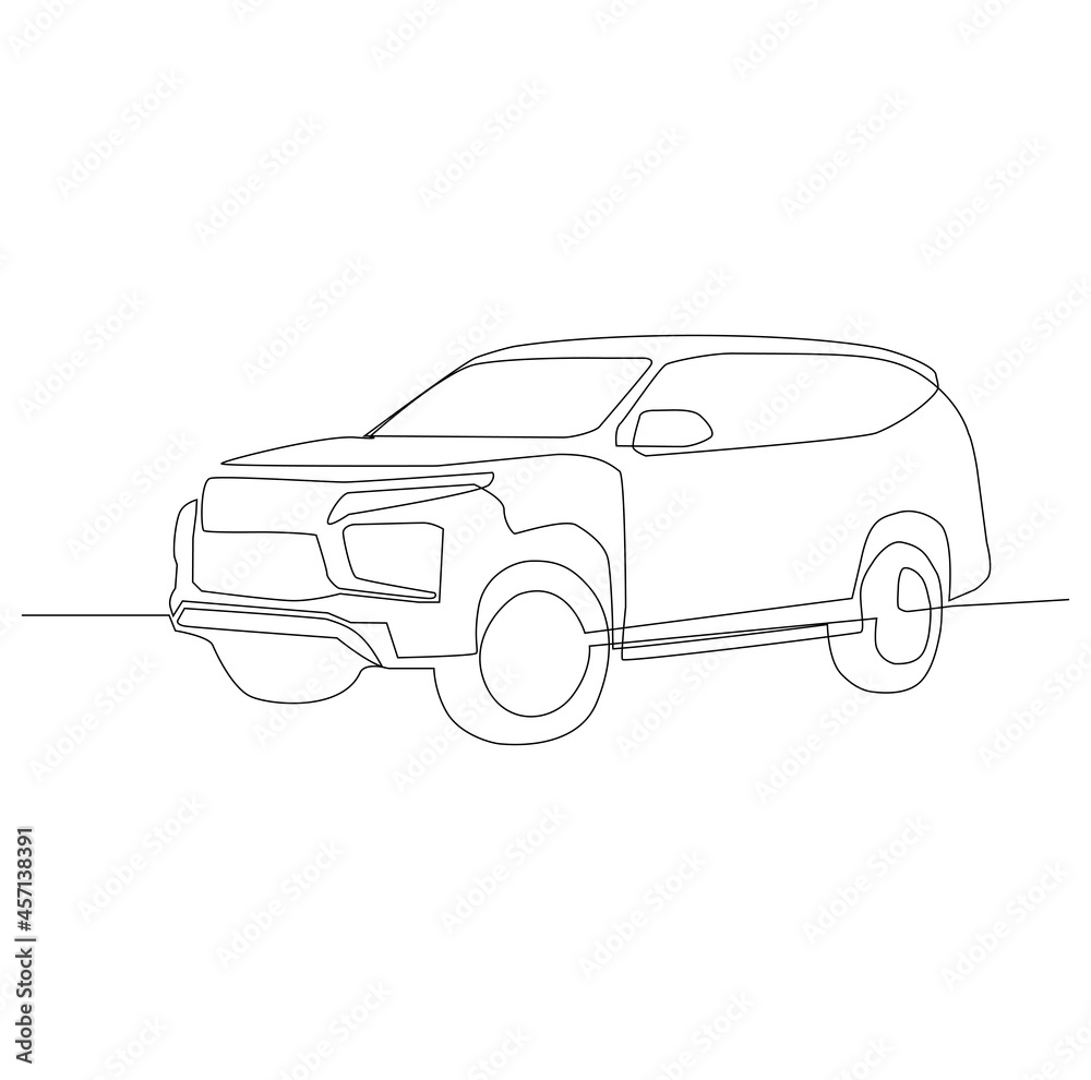 continuous line drawing of modern powerful luxury SUV car Stock Vector ...