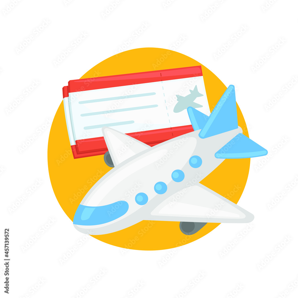 Flying Plane Ticket Emoji Icon Illustration. Travel Airport Vector ...