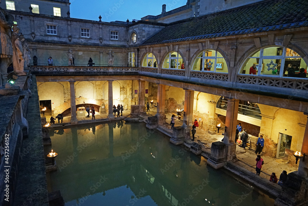 Exterior architecture of 'The Roman bath', interactive museum filled ...