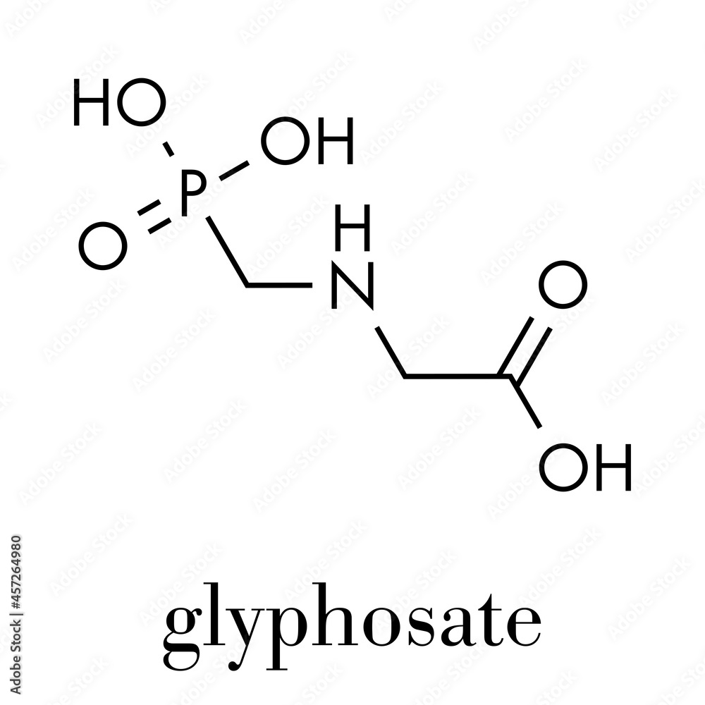 Glyphosate herbicide molecule. Crops resistant to glyphosate ...