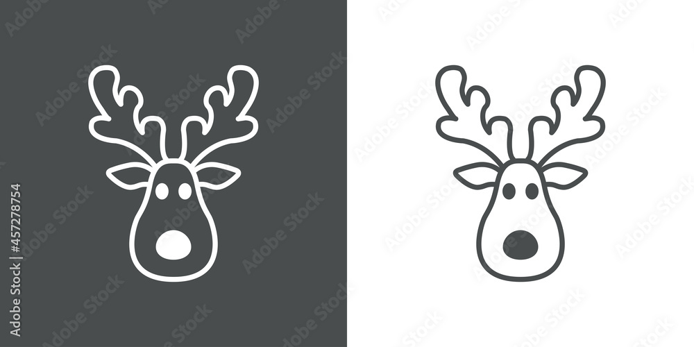 Vector de Stock Banner con silueta de cabeza de reno Rudolph con lineas ...