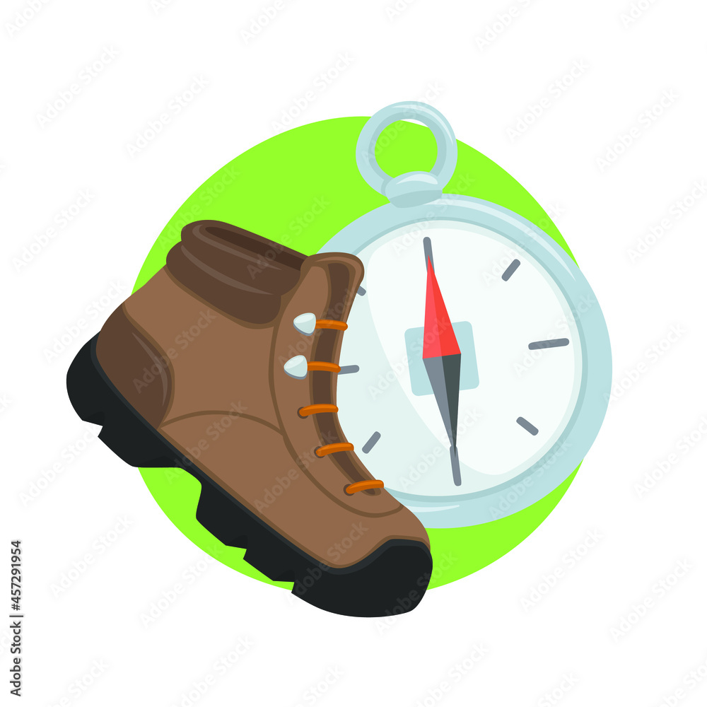Trekking Adventure Emoji Icon Illustration. Travel Mountain Boot and ...
