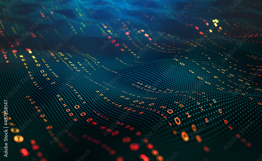 Waves Of Computer Code Binary Code Big Data Information Field Binary