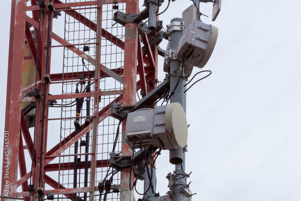 telecommunications tower of different mobile phone, radio and ...