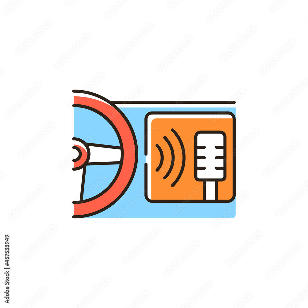 In-car voice control RGB color icon. Digital voice assistant. Advanced ...