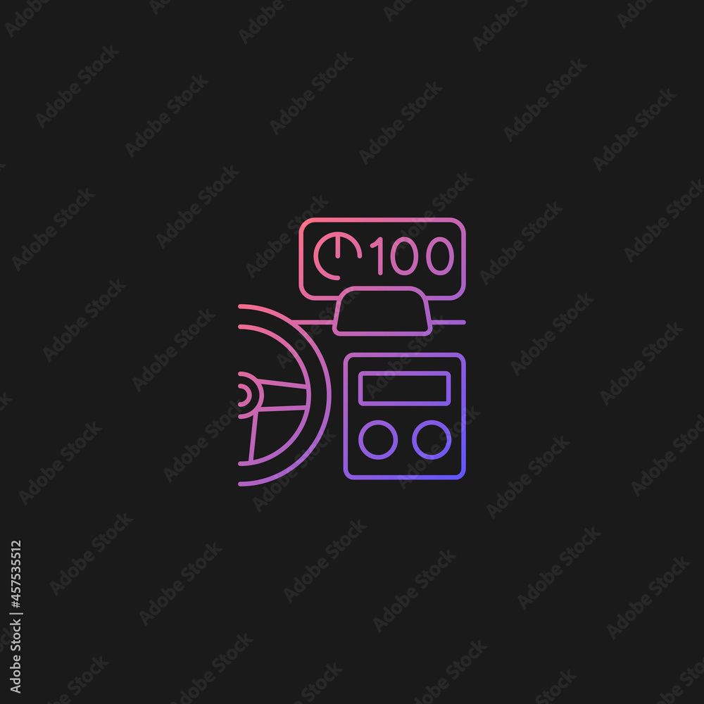 In-car head up display gradient vector icon for dark theme. Screen on ...