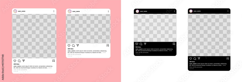 Lombok, Indonesia - September 17, 2021: Set of instragram frame template with light and dark ...