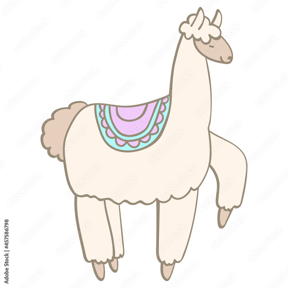 Cute llama clipart. Lama Hand drawing style Stock Vector | Adobe Stock