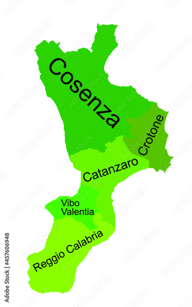 Calabria map vector silhouette illustration isolated on white ...