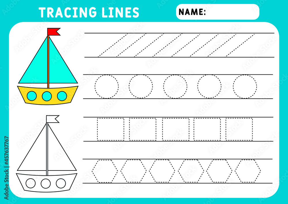 Trace line worksheet for kids. Basic writing. Working pages for ...
