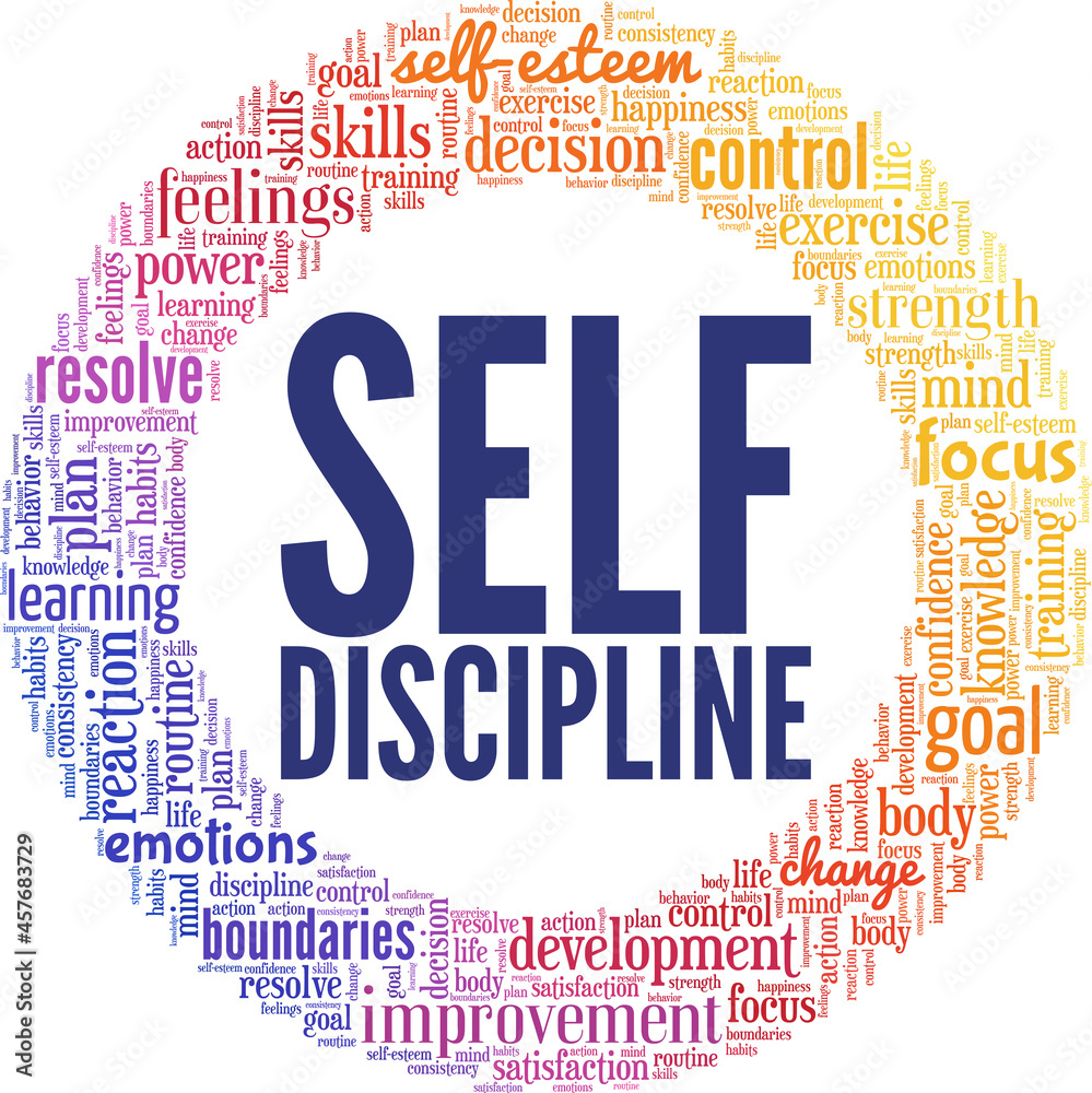 Self-Discipline vector illustration word cloud isolated on a white ...
