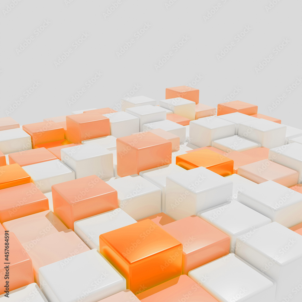3D rendering. A background of identical cubes with rounded edges in ...