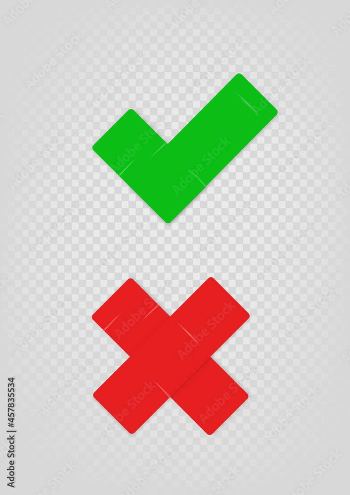 Vector de Stock Good and bad check marks vector set isolated on ...