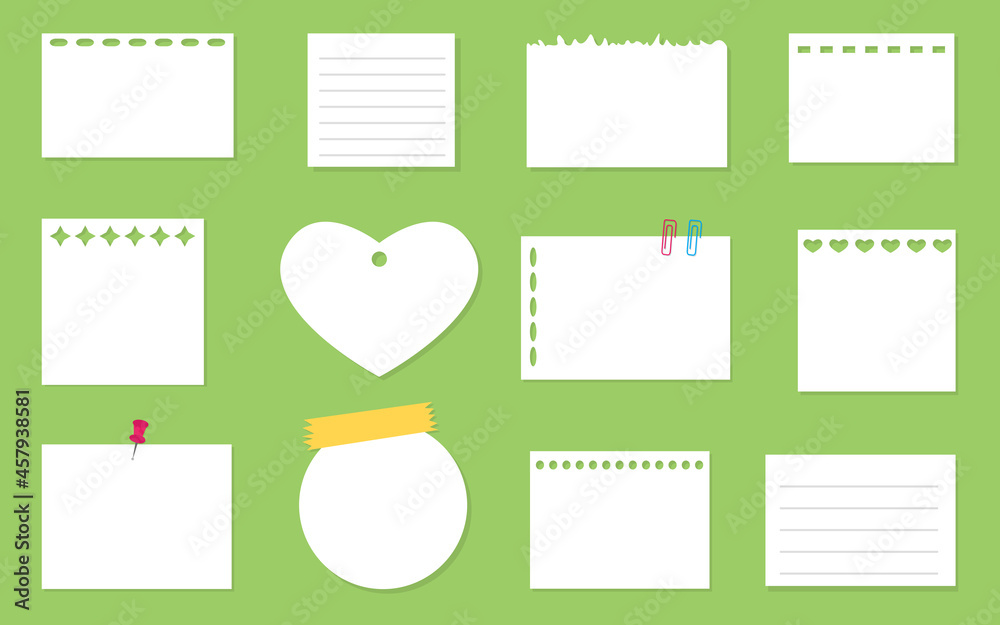 Note sticker white color with pin, clips, push pin, adhesive tape set ...
