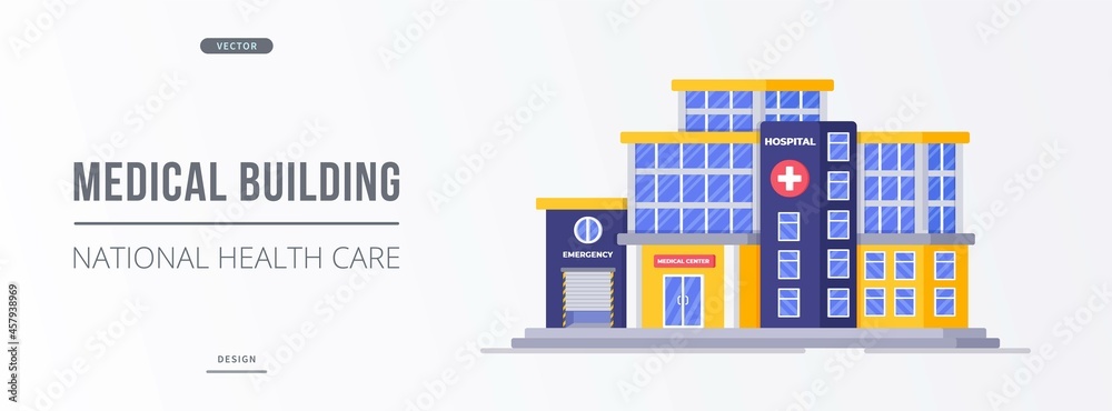 Modern vector illustration of a huge hospice building. Urban ...