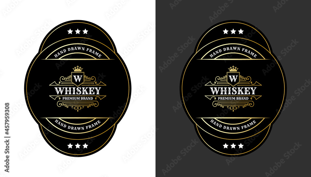 Whiskey Bourbon Vintage luxury antique border frame western engraving ...