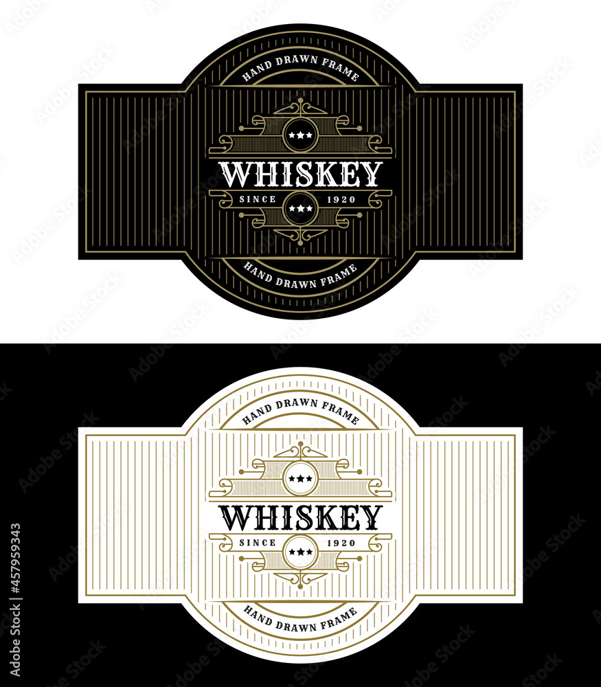 Image vectorielle Stock Whiskey Bourbon Vintage luxury antique border ...