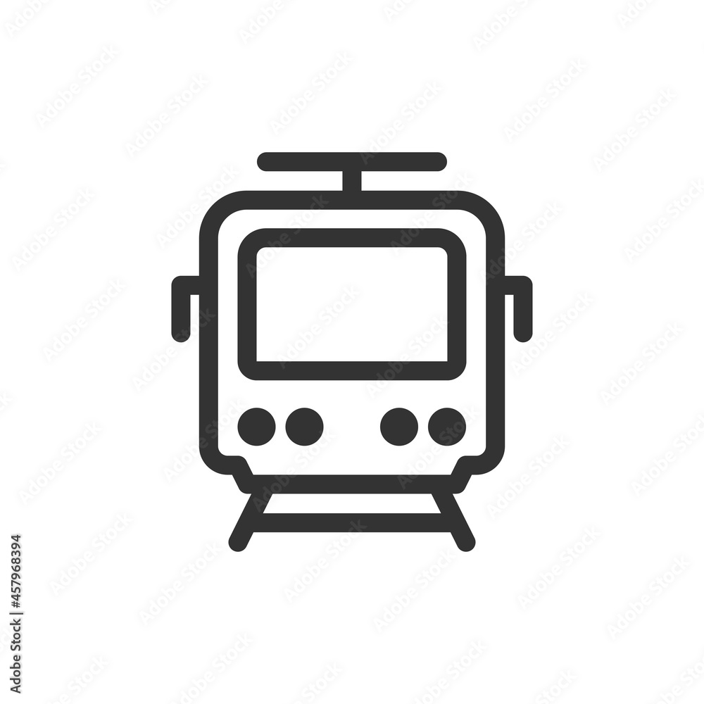 Train front view vector outline style icon. Marking of public transport ...