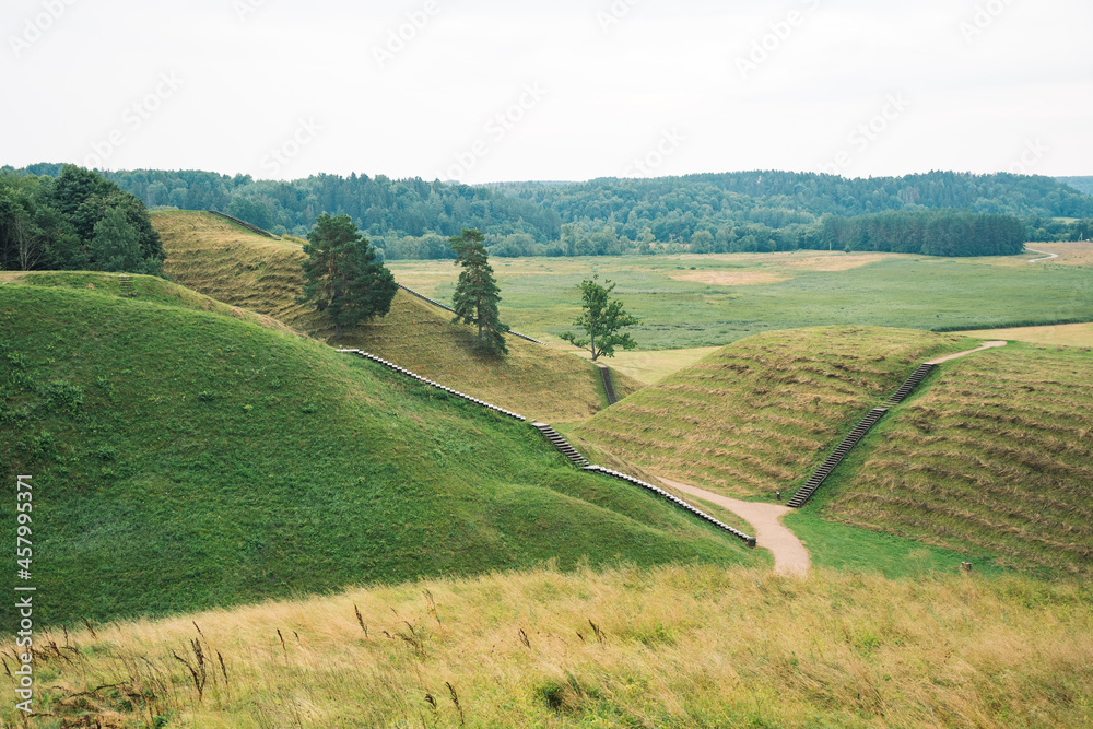 Hills of Kernave, Lithuania, UNESCO world heritage, was a medieval ...