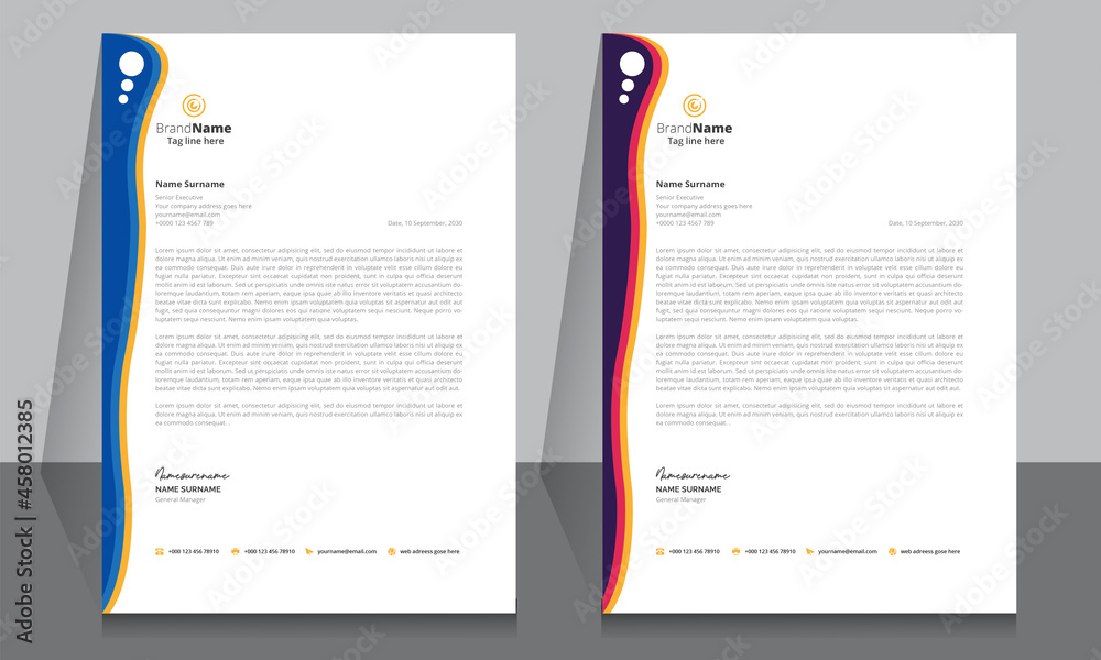 Letterhead format template, business style letterhead design template ...