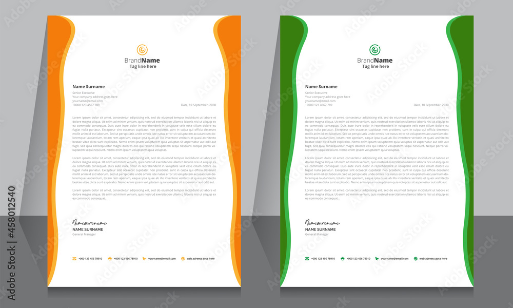 Letterhead format template, business style letterhead design template ...