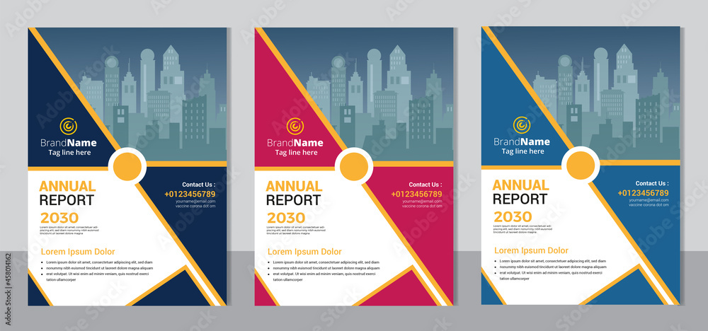 Multiple color variations brochure cover modern layout, annual report ...