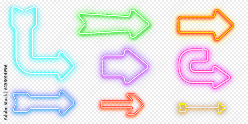 Realistic 3d Neon Arrow vector Stock Vector | Adobe Stock