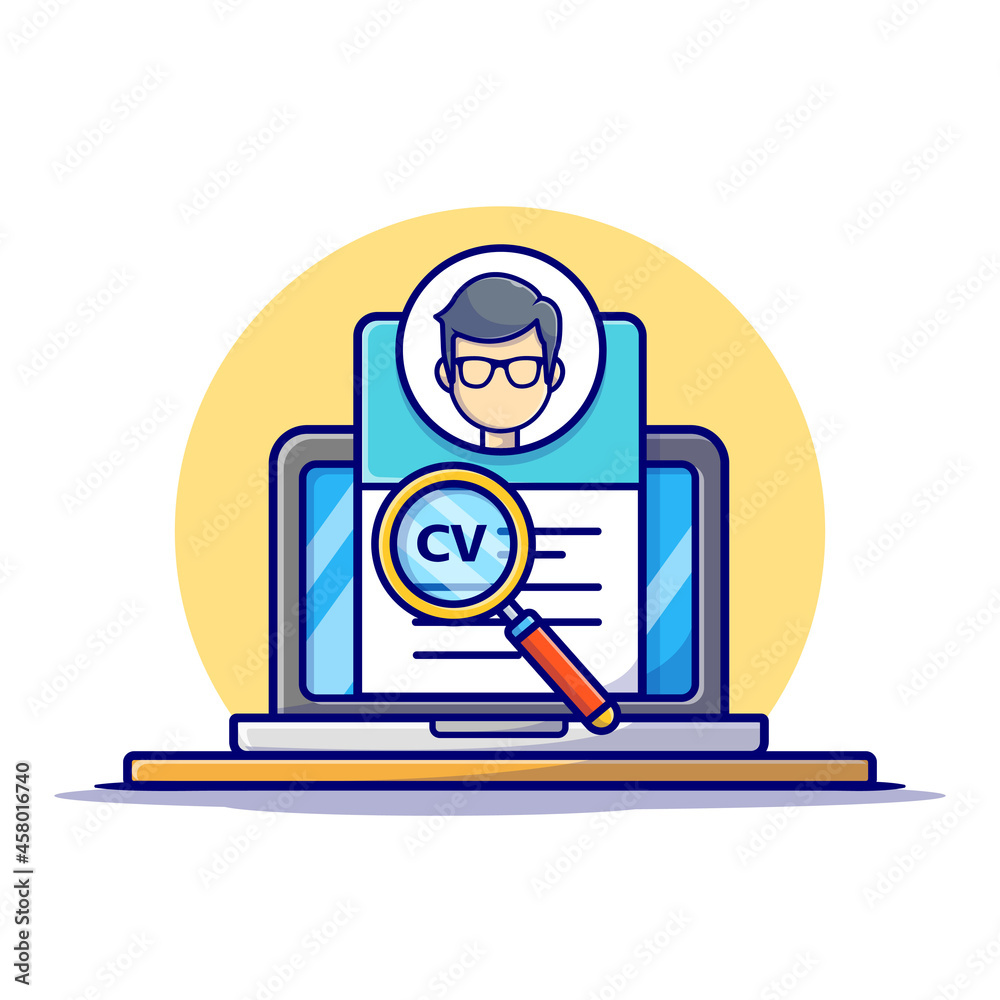 Online Curriculum Vitae Cartoon Vector Icon Illustration. People ...