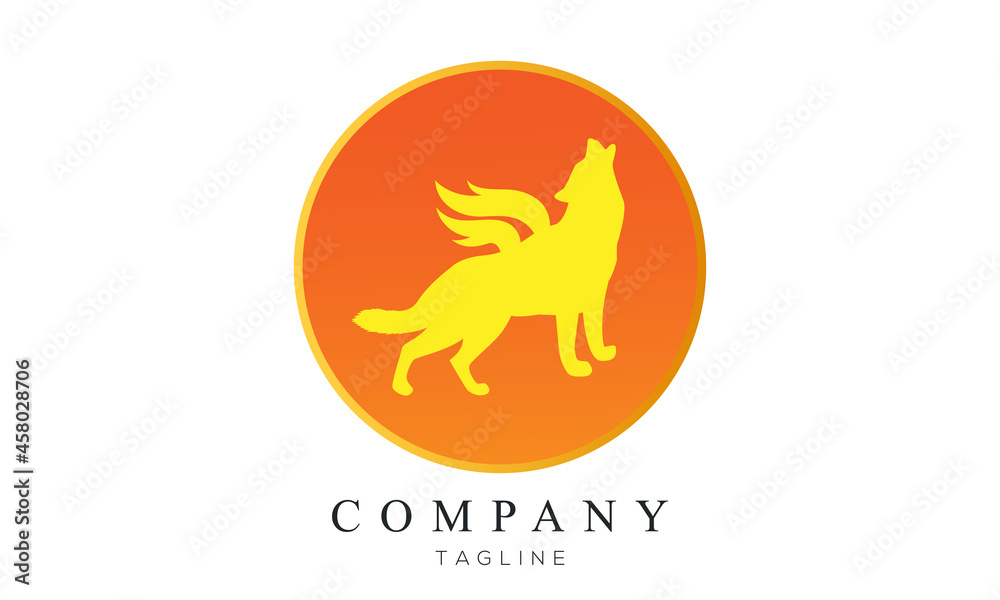 Howling wolf logo vector template, winged wolf icon, design element for ...