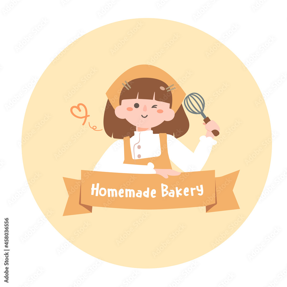 Cute girl chef smiling. Young woman cooking. homemade bakery concept ...