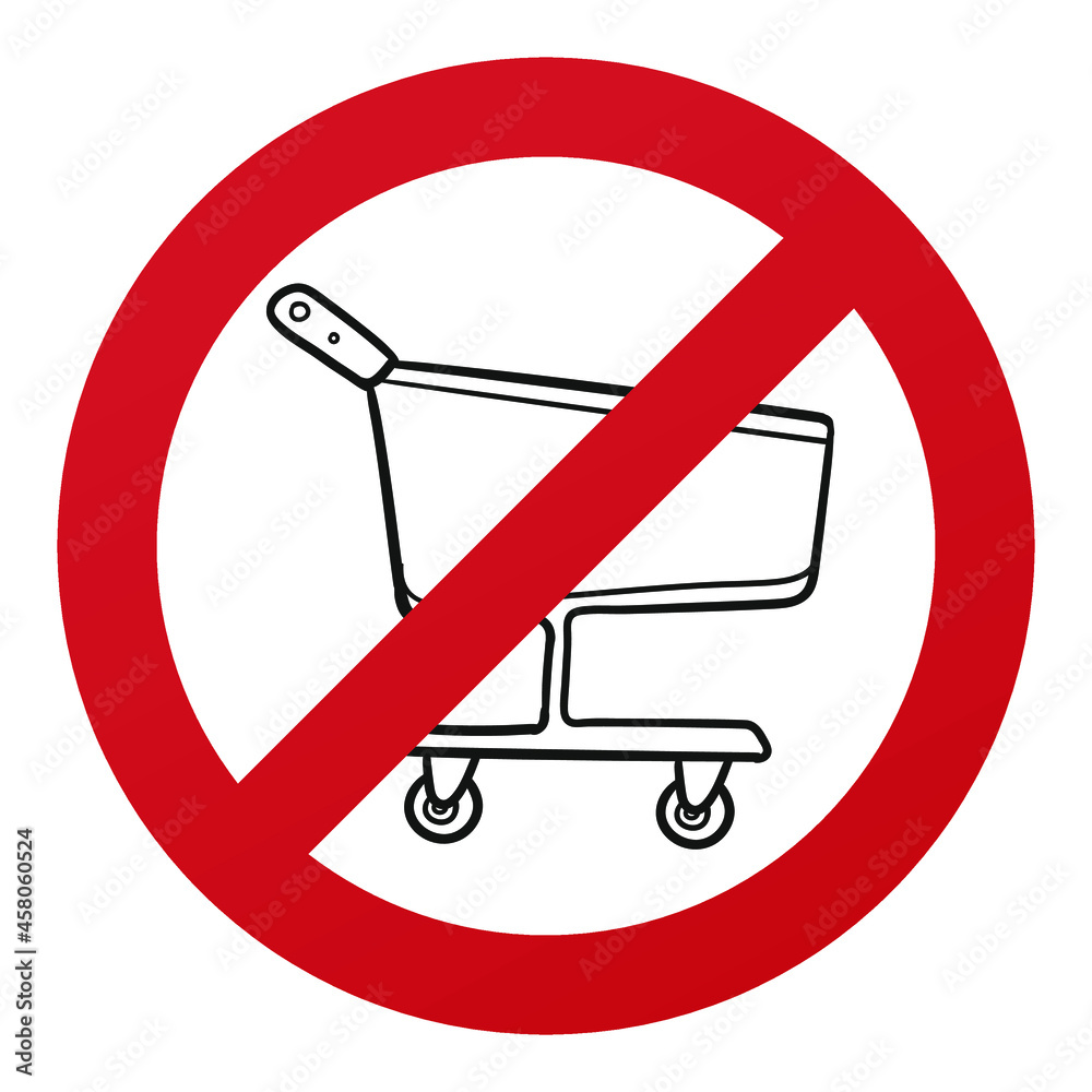 No Shop Cart Symbol Isolated on White Background. Supermarket Basket ...