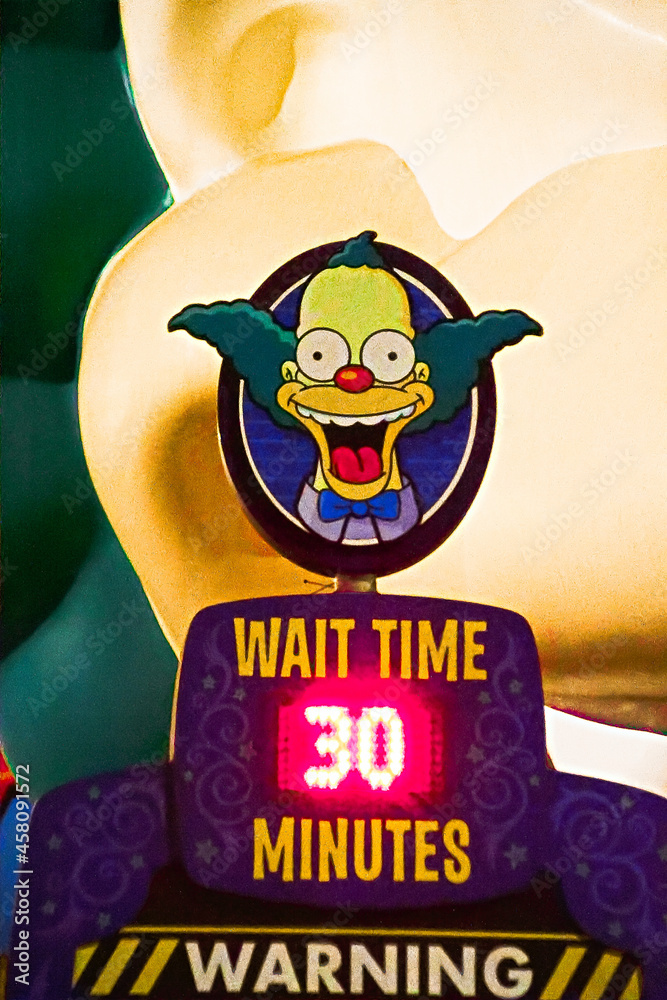 Los Angeles.CA/USA - Oct 29,2018 : "Krustyland The Simpsons Ride" , the ...