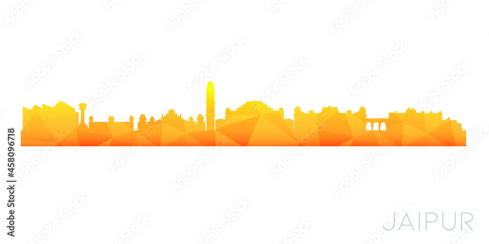 Jaipur, Rajasthan, India Low Poly Skyline Clip Art City Design ...