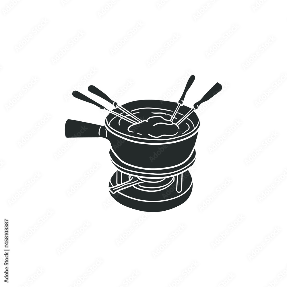 Fondue Food Icon Silhouette Illustration. Cheese Appetizer Vector ...