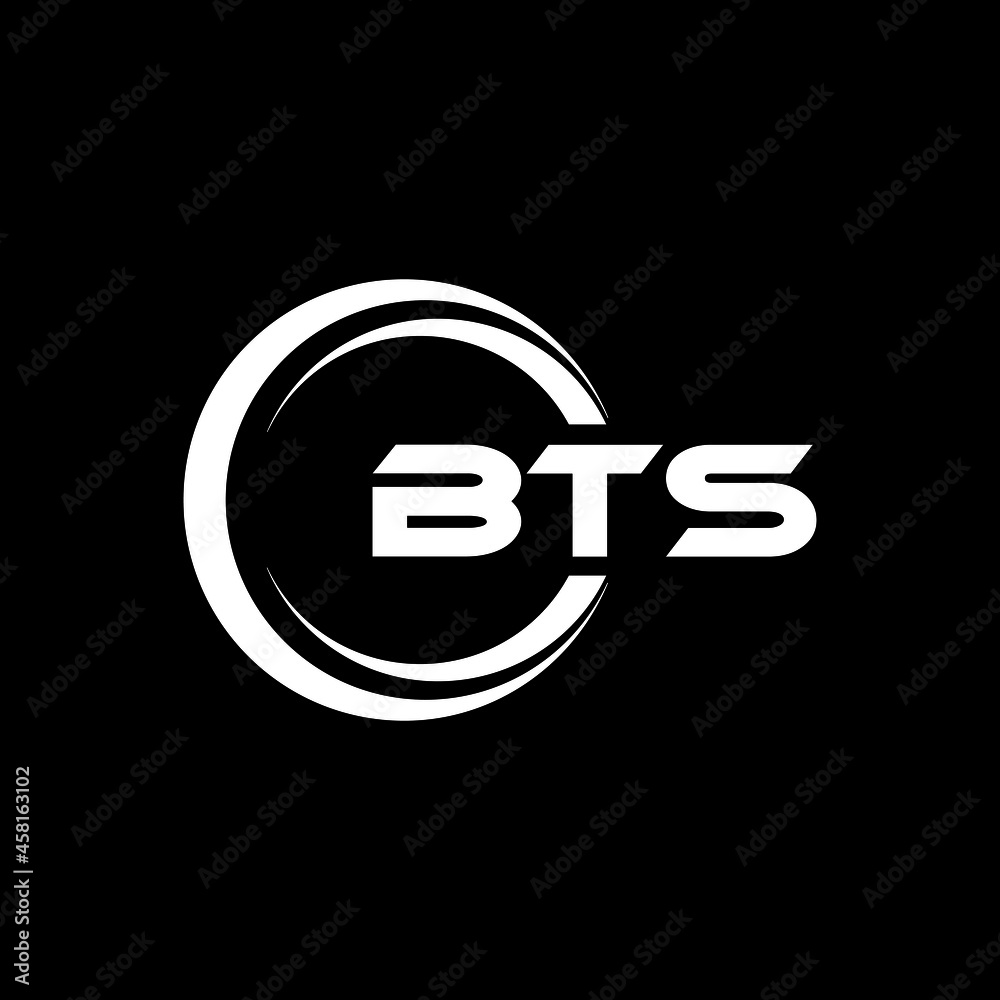 BTS letter logo design with black background in illustrator, vector ...
