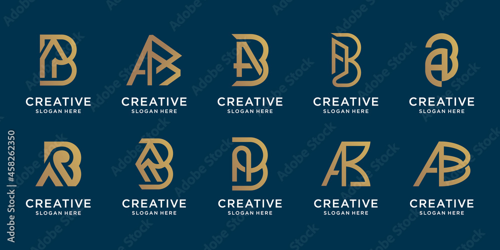 logo letter a and letter b set design bundle. monogram dual meaning ...
