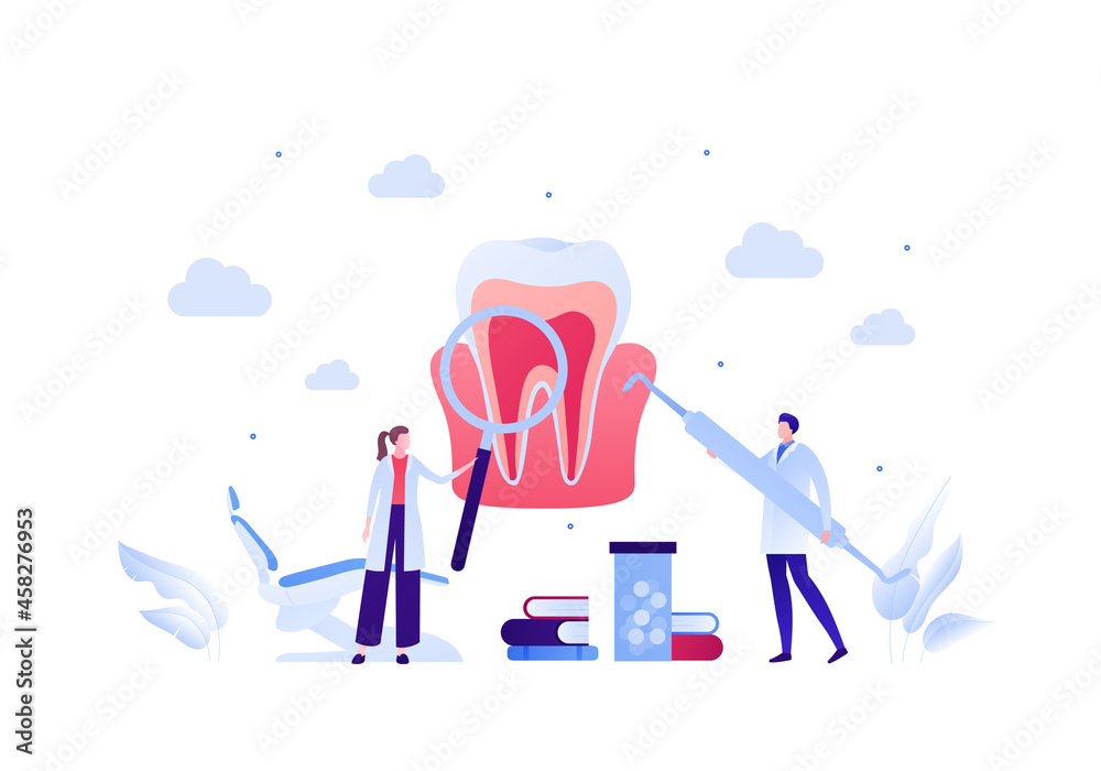 Dental clinic concept. Vector flar healthcare illustration. Dentist ...