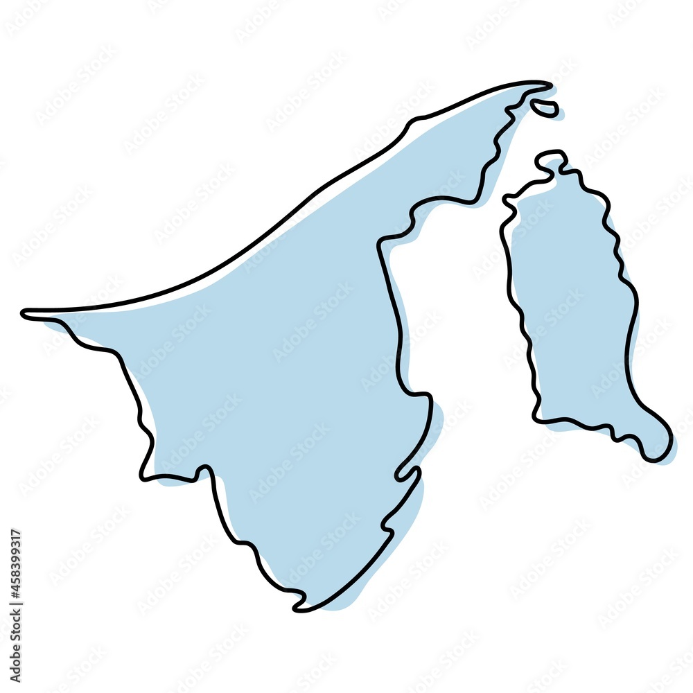 Vector de Stock Stylized simple outline map of Brunei icon. Blue sketch ...