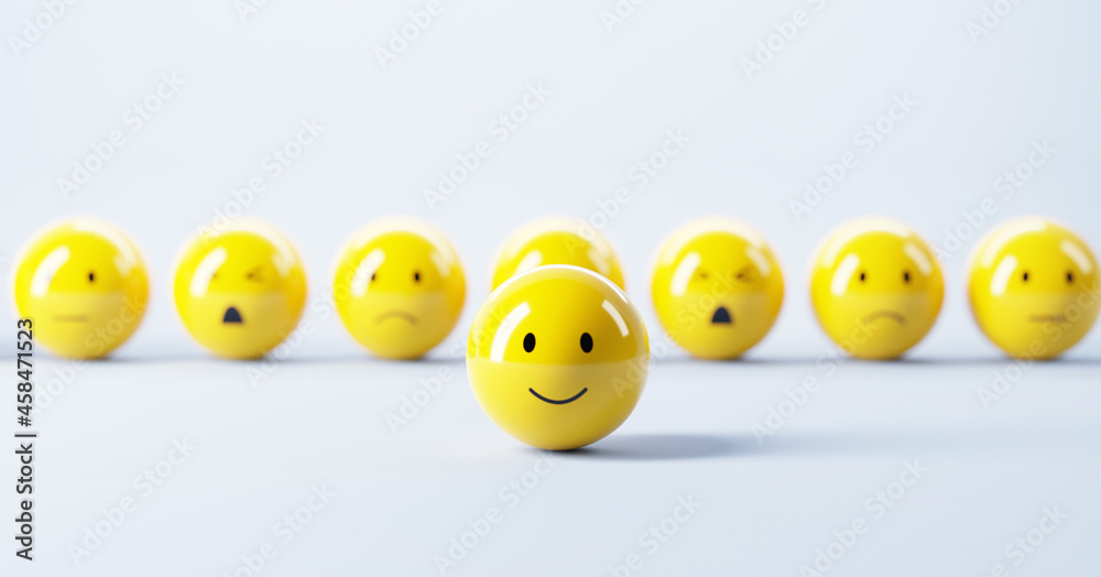 Closeup - emoji emoticon happy smiley face on set of emoji emoticons ...