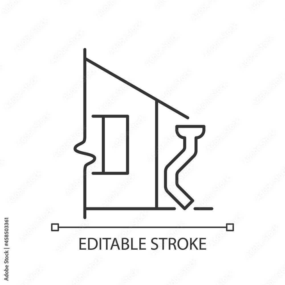 Roof drains linear icon. Roof drainage system. Keeping water away from ...