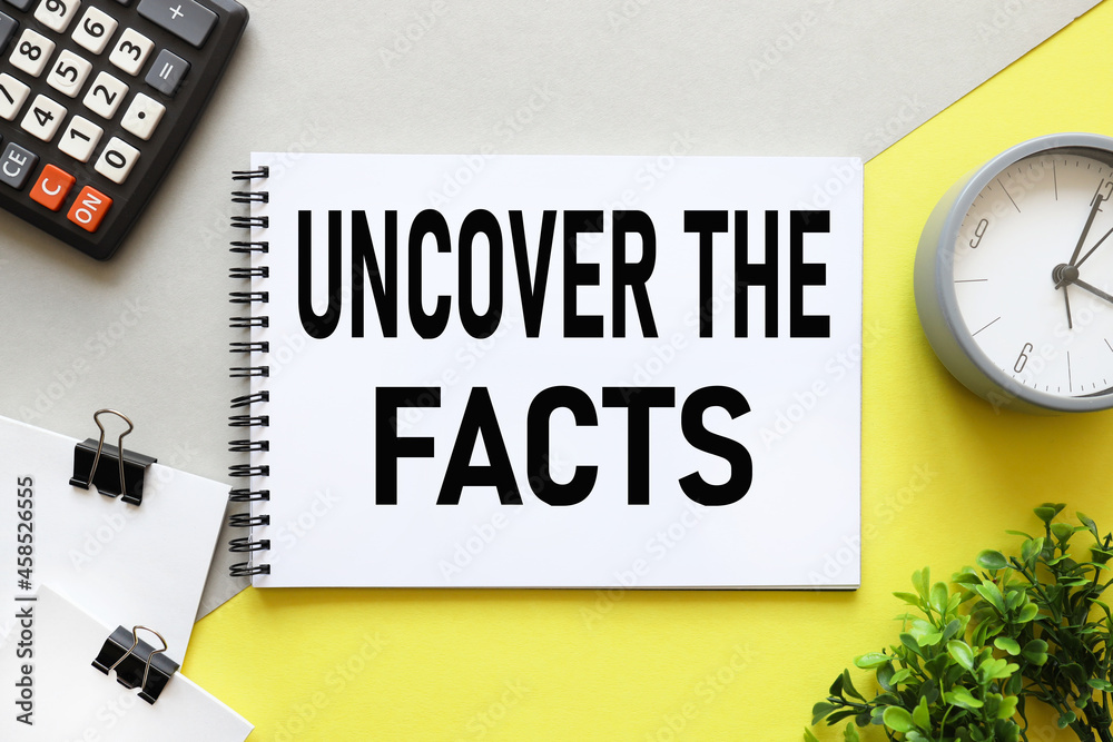 Стоковое фото «Uncover the facts. Photo of transparent notepad with ...