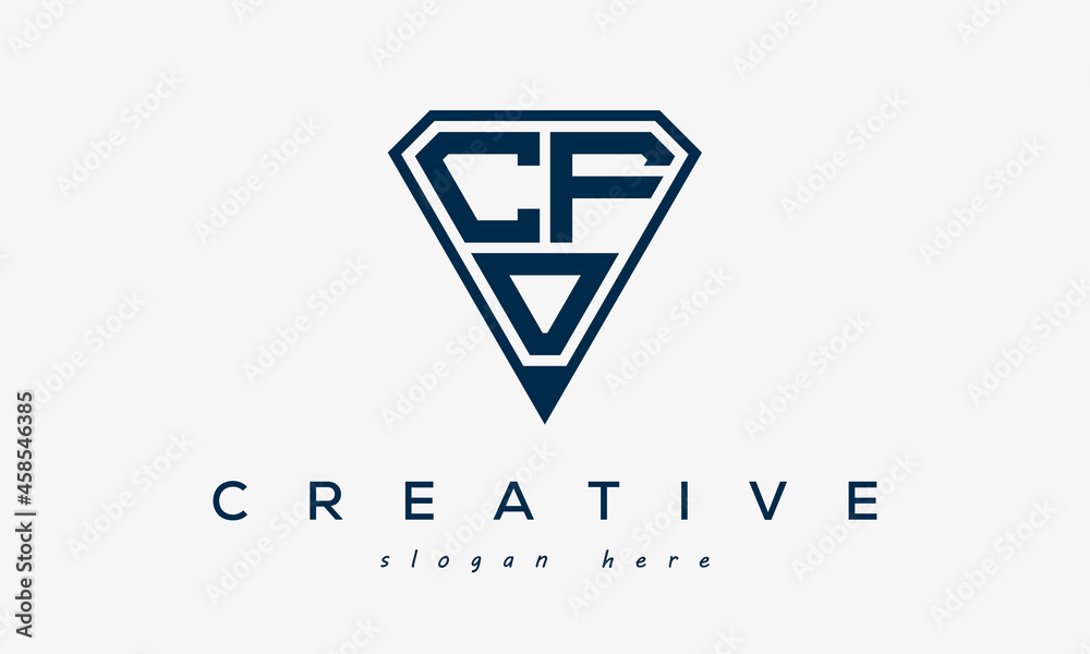 initial letters logo CFO black monogram diamond pentagon shape with ...