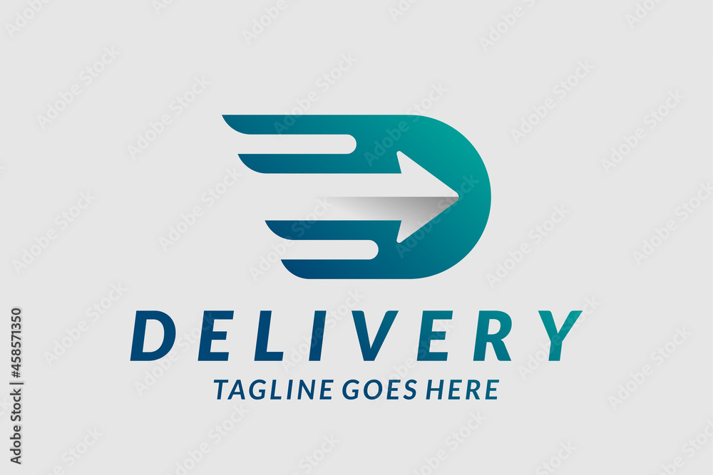 delivery logo design concept illustration, Letterhead D with arrow for ...