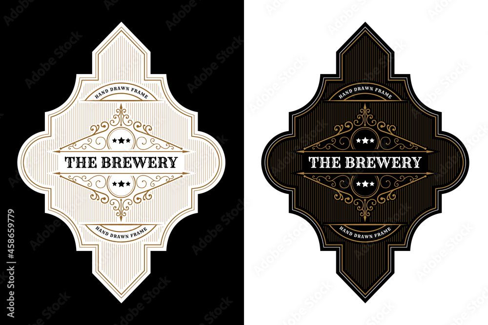 Whiskey Bourbon Vintage luxury antique logo border frame western ...