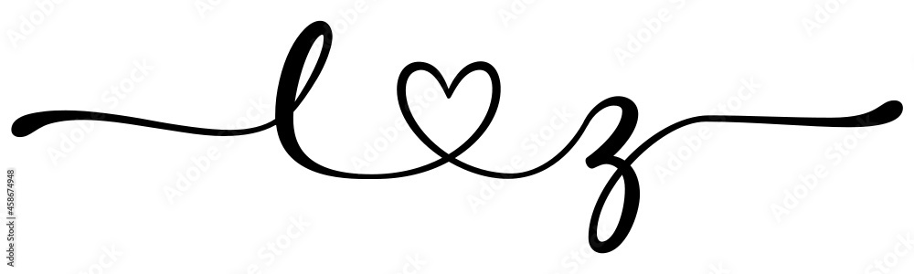 lz, zl, letters with heart Monogram, monogram wedding logo. Love icon ...