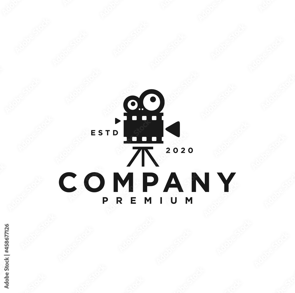 Film roll logo vector black cinema and movie illustration. Vintage ...